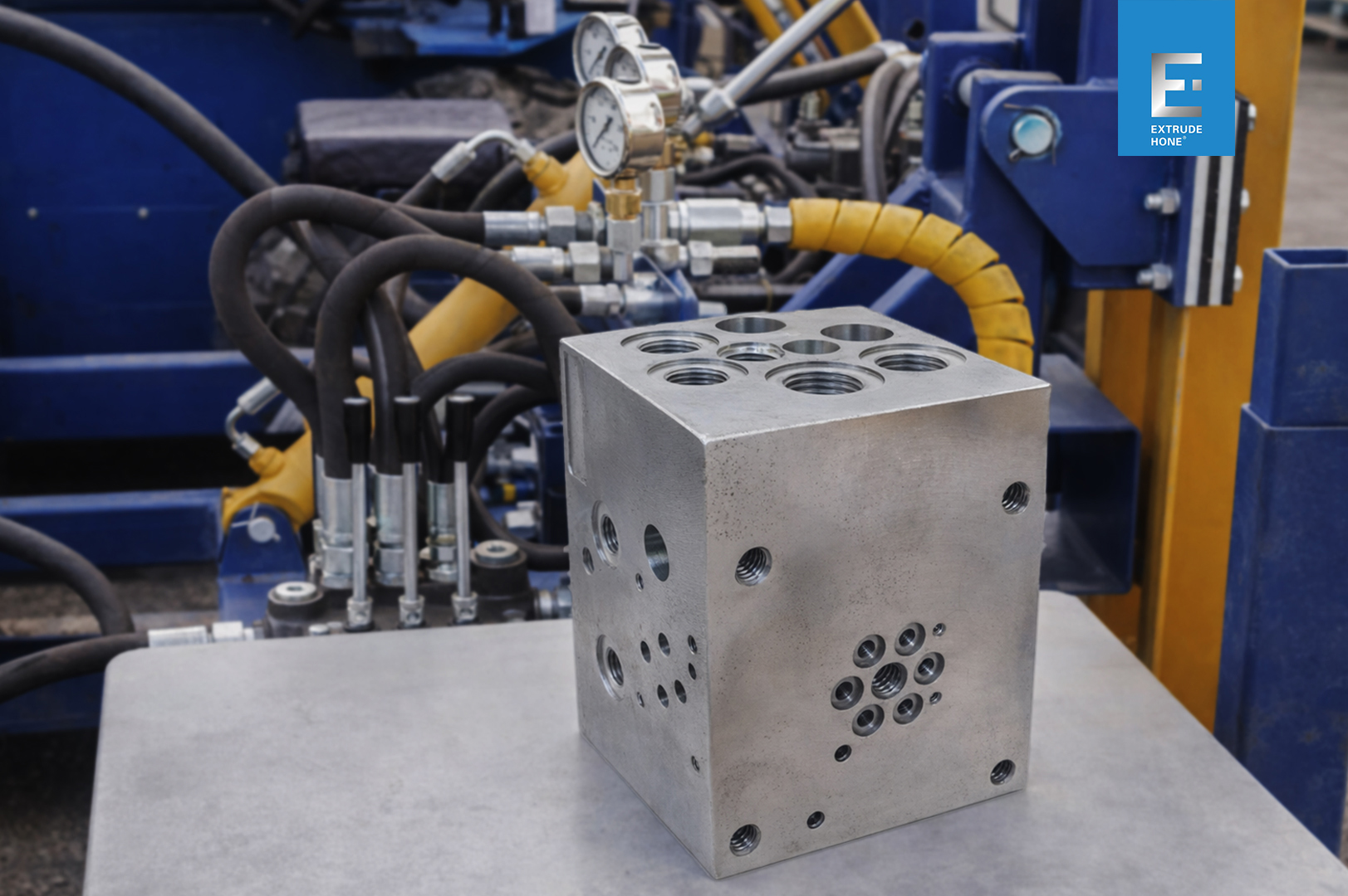 Hydraulic manifold deburring for heavy equipment reliability - Extrude Hone